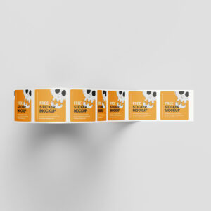 Free square sticker roll mockup - Allmockups