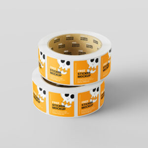 Free square sticker roll mockup - Allmockups